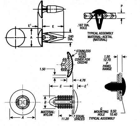 Tinnerman® Button Head Dart Plastic Fasteners | Tinnerman® Button Head ...